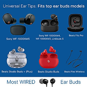 AirFoams Pro Universal Memory Foam Ear Tips w/Silicone Shield Patented for Sony WF-1000XM5, WF-1000XM4, Beat Fit Pro, Beats Studio Buds Plus, Beats Flex. Replacement. Kickstarter. (SML)