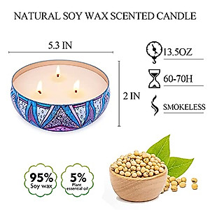 Iwaxlife Outdoor Citronella Candles, 3 Wicks 2X 13.5oz Citronella Scented Candle Large Size, Made from Natural Soybeans Outdoor Indoor Home Yard, Summer Gift Candle Gifts