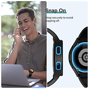 Tensea [4+4Pack for Samsung Galaxy Watch FE 2024/5 2022/4 2021 Screen Protector Case 40mm Accessories, Hard PC Bumper/HD Anti-Fog Tempered Glass Protective Film, Face Cover Set