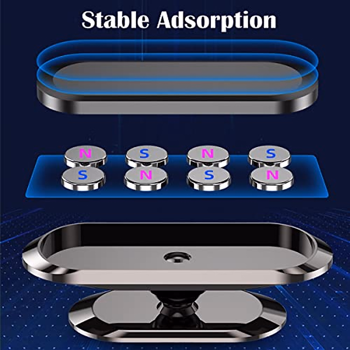 2 Pack Magnetic Phone Holder for Car【Upgrade 8X Magnets】Phone Mount for Car, 360°Rotation Universal Dashboard Phone Holder Magnetic Car Mount for iPhone 13/12/11 Pro and All Smartphones(Silver+Black)