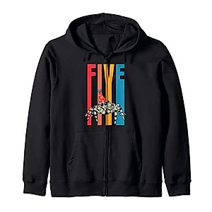 5th Birthday Party Supply Retro Vintage Pet Jumping Spider Zip Hoodie