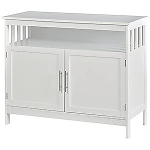 SEASD White Kitchen Sideboard, Buffet Cabinet, Wooden Storage Console Table with 2-Level Cabinet and Shelf
