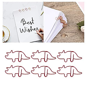 Pssopp 100Pcs Animal Shaped Paperclip, Dinosaur Shaped Coated Paper Clips Bookmark Clips Office Supplies for Document