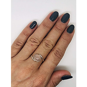 Koral Jewelry Oval Rose Quartz Delicate Ring 925 Sterling Silver Ethnic Vintage Tribal Gipsy Boho Look (6)