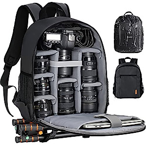 TARION Camera Bag Professional Camera Backpack with Rain Cover Laptop Compartment Waterproof Photography Backpack Case for Women Men Photographers DSLR SLR Mirrorless Camera Lens Tripod Black TB-S