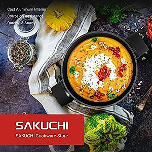 SAKUCHI Nonstick Stock Pot with Lid (Black, 2.5 Quart Soup Pot) Soup Pot Casserole Dish Cookware PFOA Free