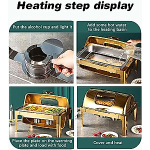 Electric Buffet Server,Food Warmer Tray, Adjustable Temperature, Portable Chafing Dish, Catering Buffet Serving Tray,Stainless Steel Material,uitable for Hotels, Restaurants, Parties