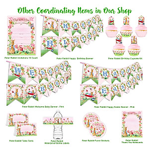 POP parties Ink Peter Party Invitations - Rabbit Invitations - 10 Invitations + 10 Envelopes - Baby Shower Invitations - Birthday Invitations - Easter Party Invitations - Pink