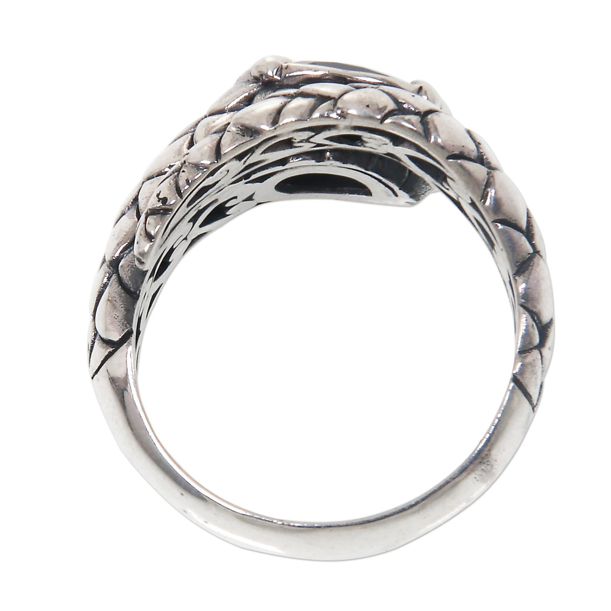 NOVICA Artisan Handmade Amethyst Ring Sterling Silver Cocktail with Snake Motif Purple Single Stone Indonesia Animal Themed Birthstone Halloween [ring Front 0.6 in L x 0.8 in W x 0.2 in D Band Width ]