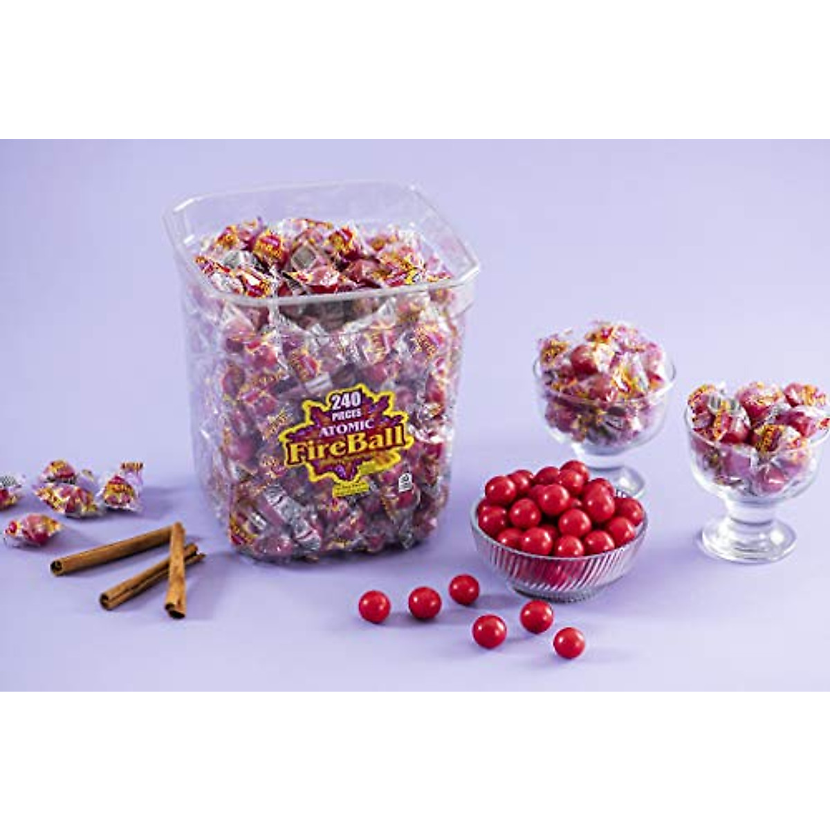 Atomic Fireballs Cinnamon Flavored Candy, 240 Individually Wrapped Pieces, 4.05 Pound Tub