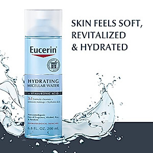 Eucerin Hydrating 3-in-1 Micellar Water, Formulated with Hyaluronic Acid, 6.8 Fl Oz Bottle