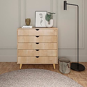 FALKK Furniture 5- Drawer Dresser - Dresser for Bedroom, Nursery Dresser Organizer, Chest of Drawers (Natural Wood)