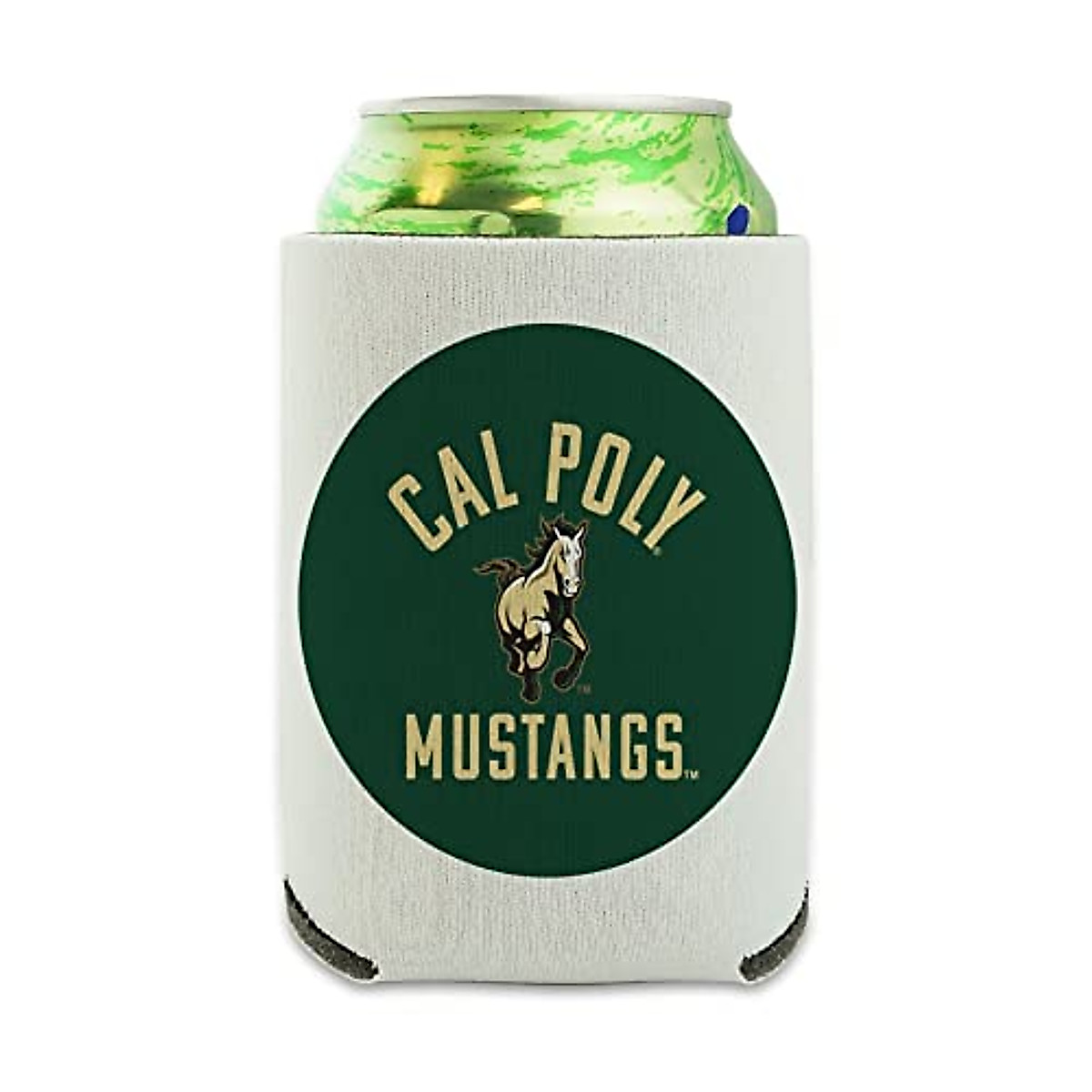 Cal Poly Mustangs Logo Can Cooler - Drink Sleeve Hugger Collapsible Insulator - Beverage Insulated Holder
