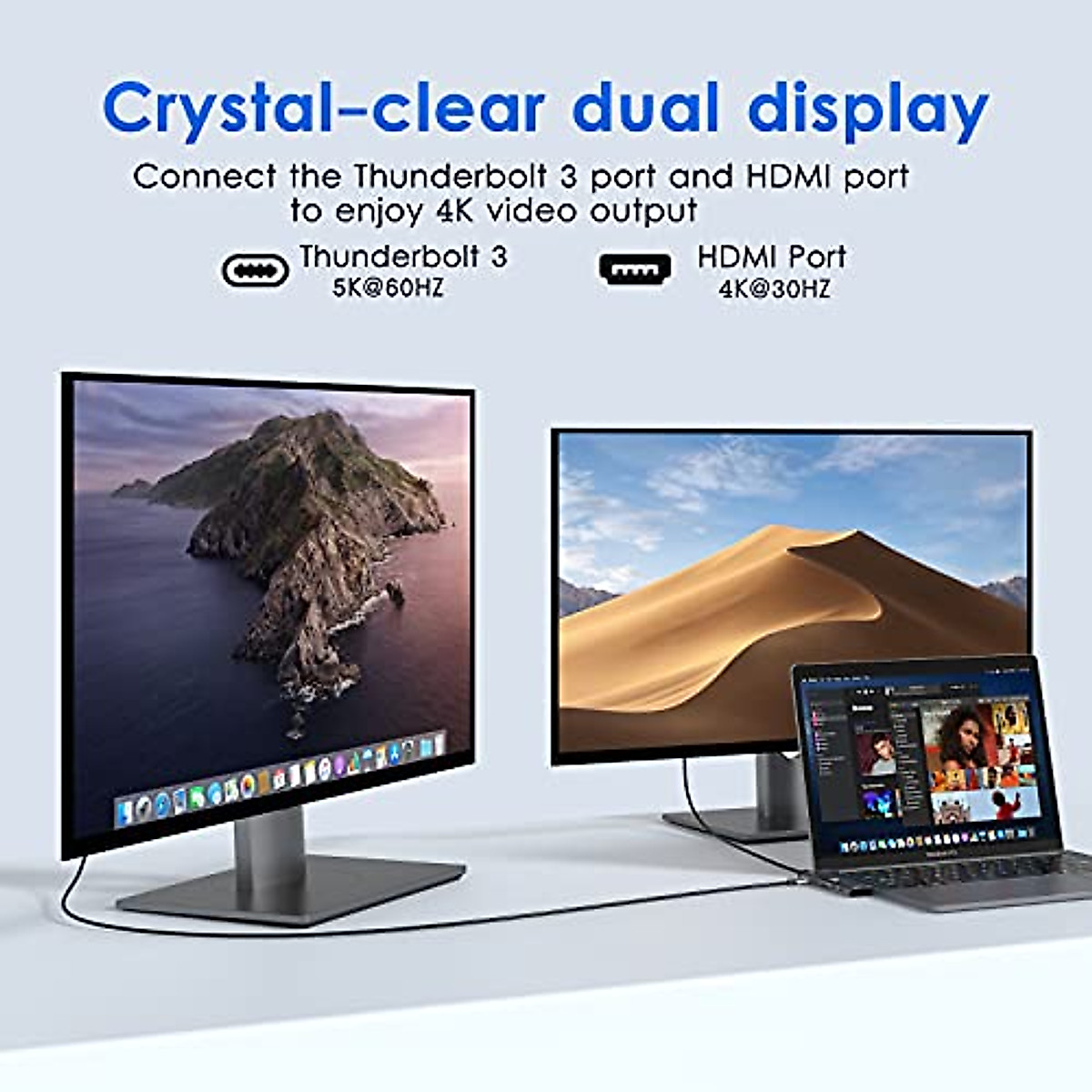 USB C Hub Adapter for MacBook Pro 2020 2019 2018 2017 2016 with 4K HDMI,100W PD 40Gbps Thunderbolt 3, SD/TF Card Reader, 3 USB 3.0, Multiport Dongle for MacBook Air 2020 2019 2018