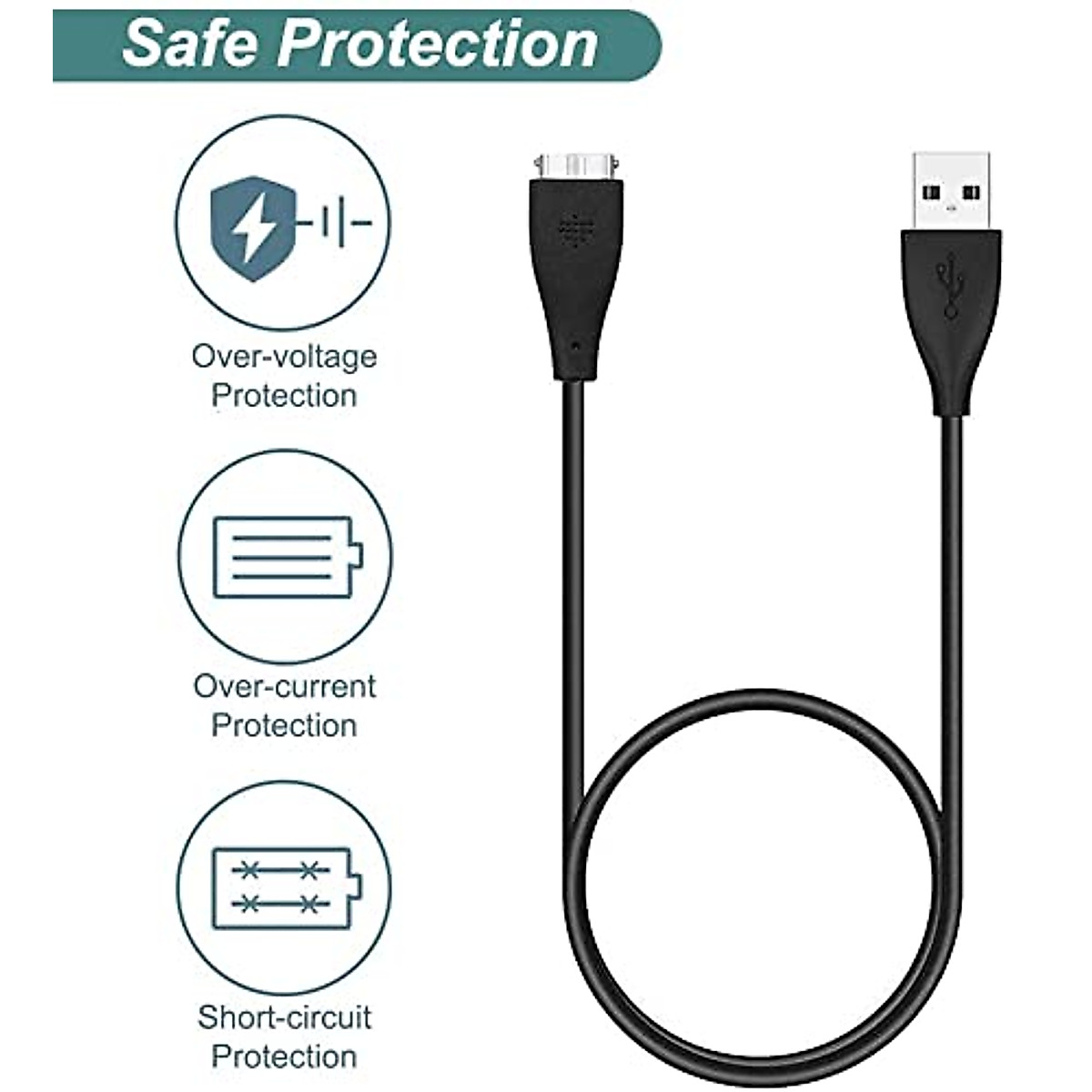 Kissmart Charger for Fitbit Charge HR, Replacement Charging Cable Cord for Fitbit Charge HR (30cm/1ft)