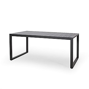 GDFStudio Outdoor Aluminum Dining Table, Black