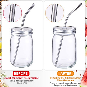 Wesiti 50 Pcs Silicone Straw Hole Grommets for Mason Canning Jar Airlock Grommet Fermenter Lid Grommet Rubber Straw Grommets for Straws, Airlock Beer Wine Plastic Bucket Fermenter Lids, 8 mm