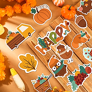 Tallew 12 Pieces Happy Fall Magnets Pumpkin Fridge Magnets Fall Theme Car Refrigerator Decals Holidays Magnetic Stickers Autumn Leaves Acorn Harvest Decoration Fall Theme Thanksgiving Decoration