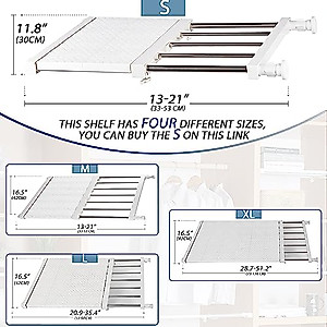 ChoiCARE Closet Tension Shelf & Rod, Adjustable Organizer for Closet, Expandable Closet Tension Shelf Storage Rack for Cabinet Wardrobe Cupboard Kitchen Bedroom ((13-20.9) x 11.8'')