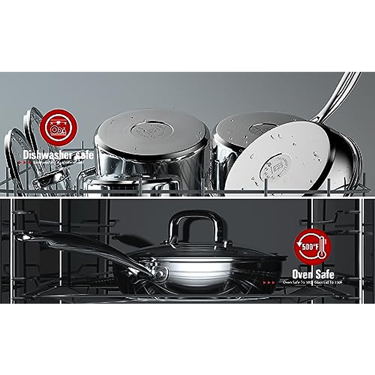 Cook N Home 2608 Lid 3-Quart Stainless Steel Saucepan, Silver