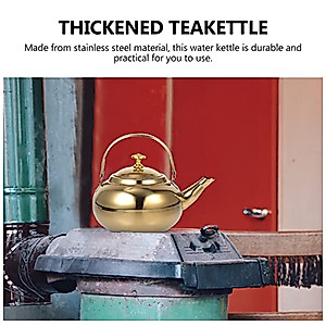Hemoton Stainless Steel Tea Kettle Stovetop Teapot Hot Water Boiling Kettle with Handle Gas Cooker Metal Kettle Coffee Pot Golden