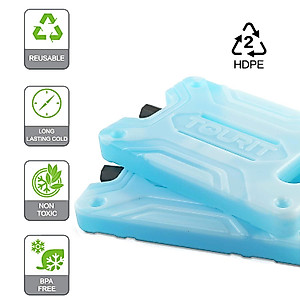 TOURIT Ice Packs for Coolers Long Lasting Reusable Ice Pack for Lunch Bags Boxes and Cooler Bag, Ice Block for Backpack Camping, Beach, Picnics, Fishing and More