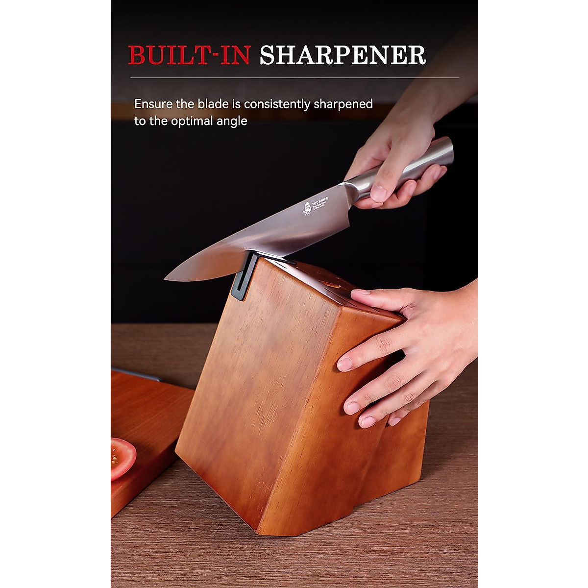 TUO Knife Set with Block and Sharpener, 16 Pcs High Carbon Stainless Steel Knife Block Set, Razor Sharp Kitchen Knife Set, Non-Slip Ergonomic Handle