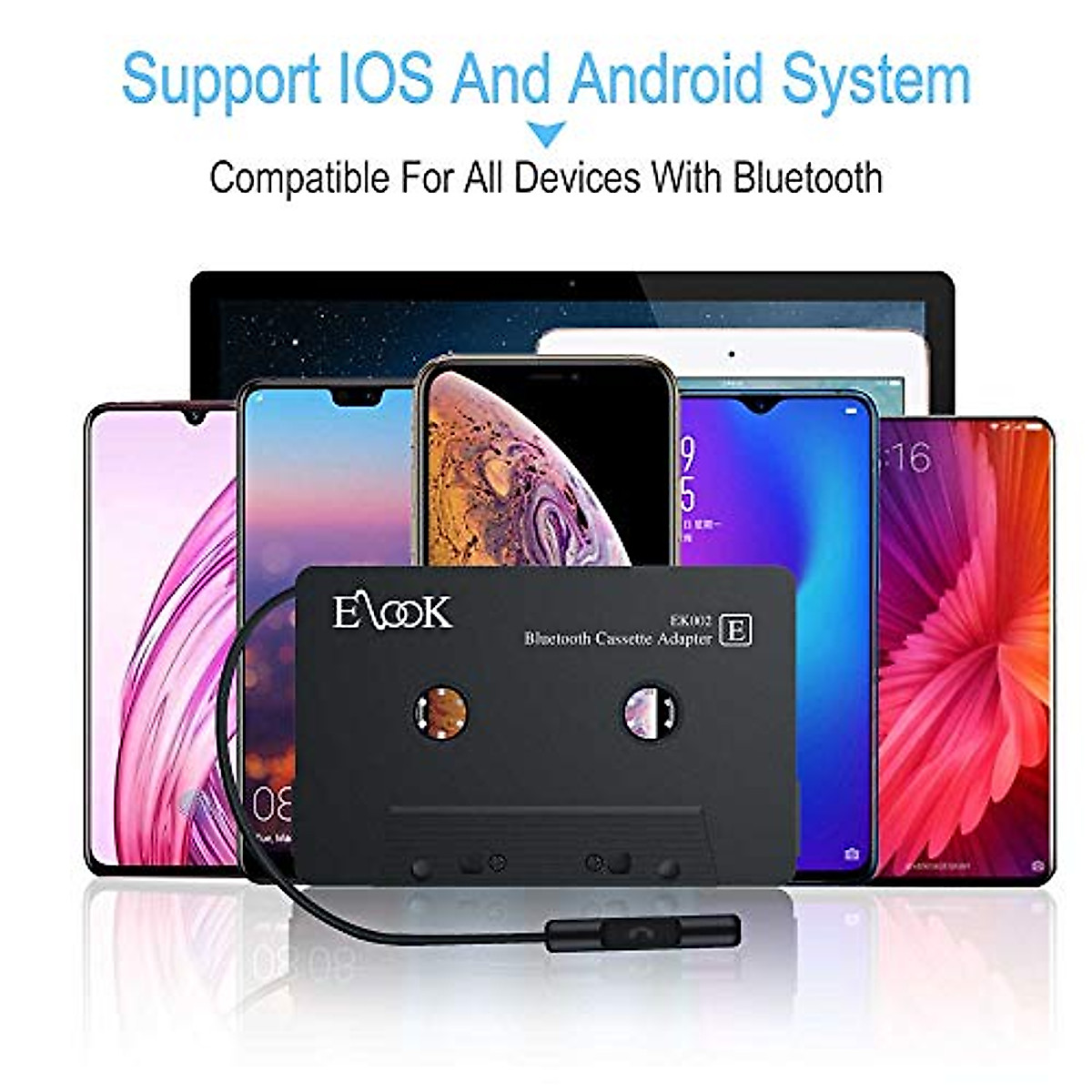 Elook Car Cassette Audio Receiver, Bluetooth Cassette Tape Adapter with ...