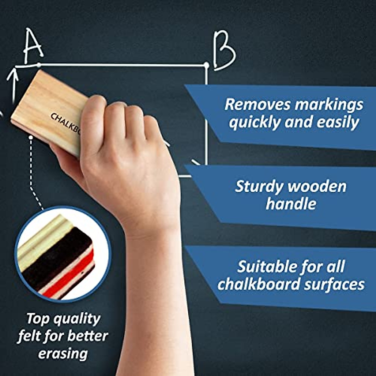 Chalk - 24 Pack Including 12 White Chalk, 12 Colored Chalk With 1 Felt Chalkboard Eraser - Thin Chalkboard Chalk Great for School, Office and Home Use, Dustless Chalk for Kids Bundle Pack