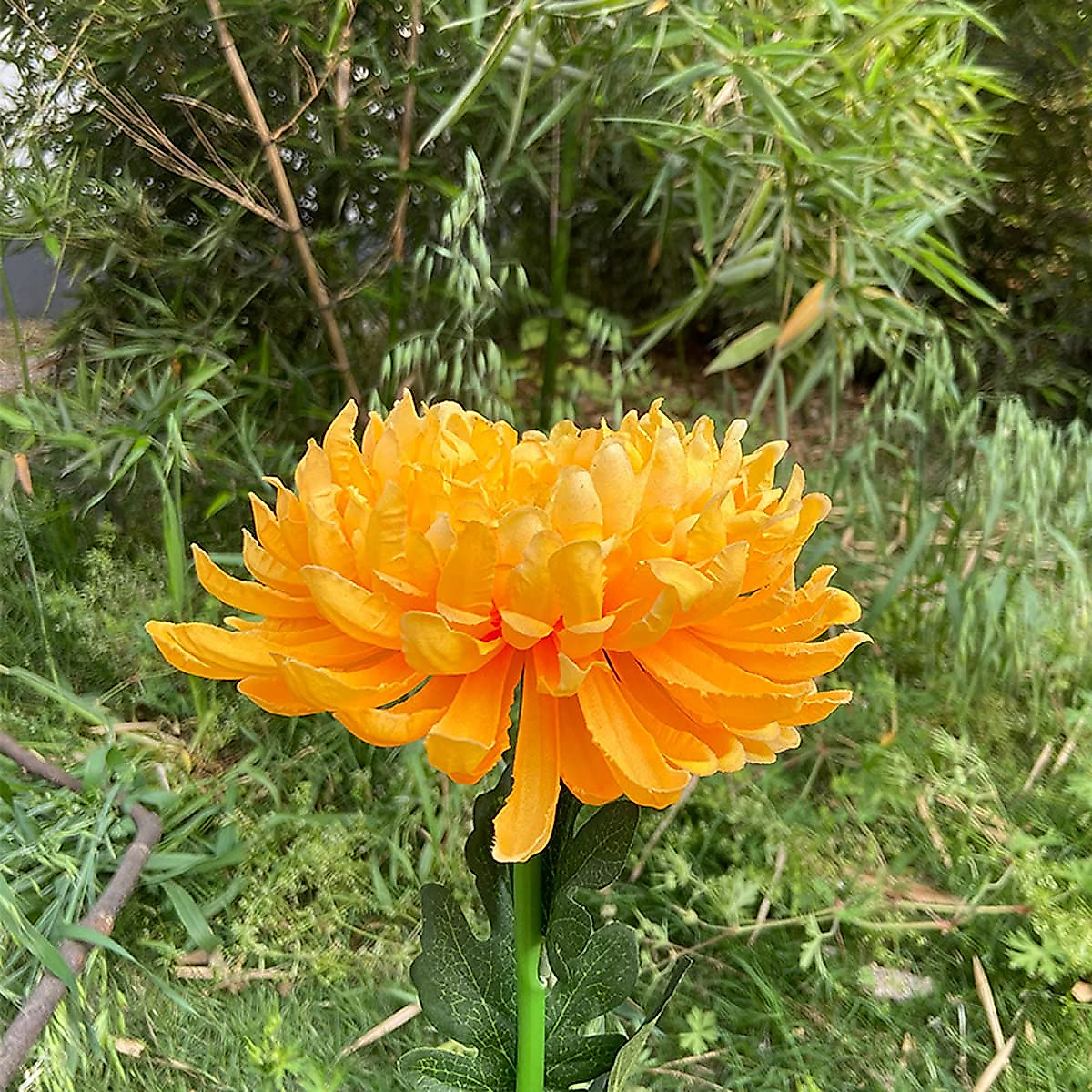 fopfun Yellow Chrysanthemum Solar Lights Outdoor Garden Decorative Flowers Yard Decorations Solar Pathway Lights Solar Powered Garden Yard Ornament Lights for Walkway Sidewalk Driveway