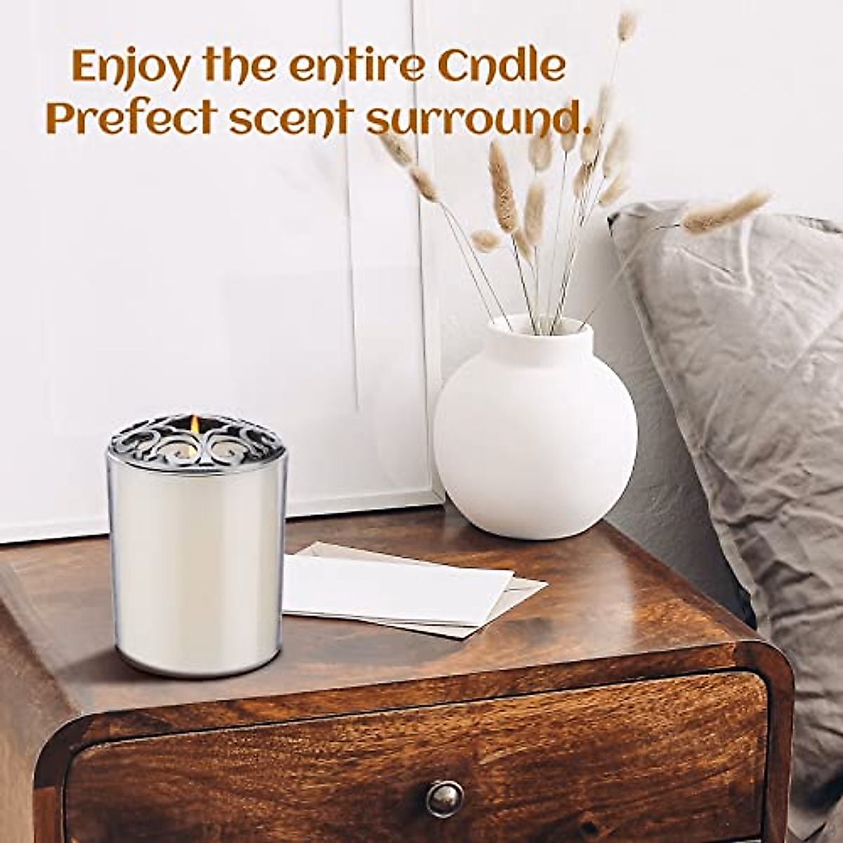 4 Pcs Candle Toppers Jar Candle Cover Scented Candle Toppers to Burn Evenly Large Jar Candle Shades Jar Candle Sleeve Jar Candle Accessories Jar Candle Lid Candles Gifts for Candle Lover, Silver