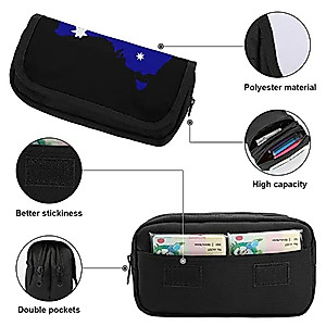 Australia Flag Map Large Capacity Pencil Case Multi-Slot Pencil Bag Portable Pen Storage Pouch with Zipper