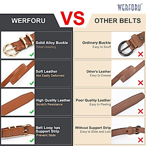 WERFORU 2 Pack Women Leather Belt Waist Skinny Dress Belts Solid Pin Buckle Belt for Jeans Pants