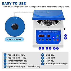 PRP Centrifuge Lab Desktop Centrifuge Machine with 12x10ML Place Rotor, 110 V Variable Speed 500-4,000 RPM Benchtop Centrifuge,90 Min Timer