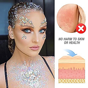 Halloween Face jewels festival Women Mermaid Face Gems Glitter 6 Sets Rhinestone Rave Festival Face Jewels,Crystals Face Stickers Eyes Face Body Temporary Tattoos