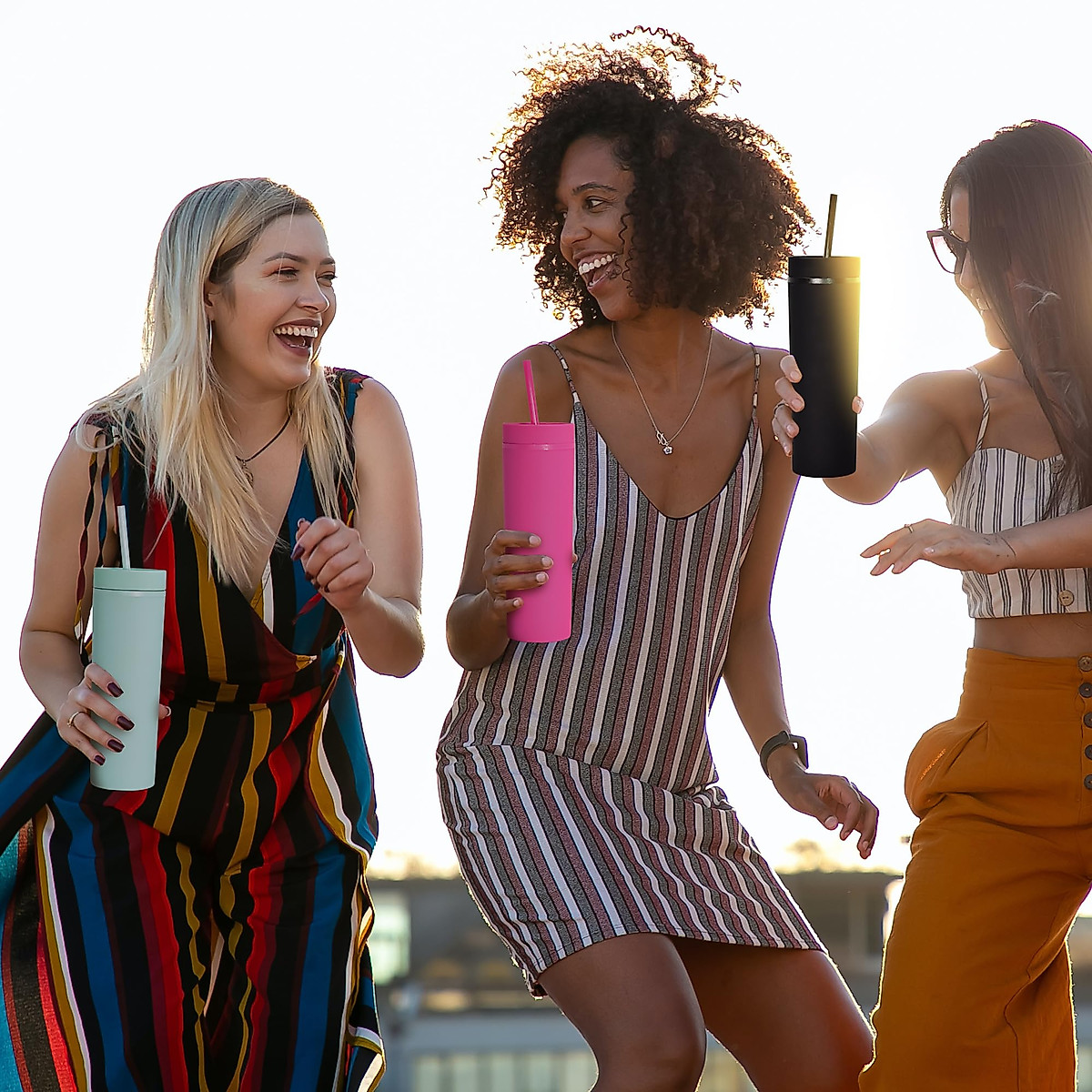 sweet grain Multicolor Skinny Tumblers with Lids and Straws(6 Pack) - 16oz Matte Pastel Colored Skinny Acrylic Tumblers, Double Wall Plastic Tall Skinny Tumblers Bulk for Cold Hot Drinks