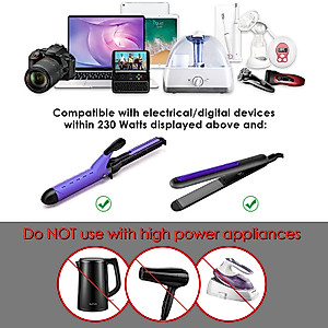 ALLWEI International Travel Adapter 220V to 110V Power Voltage Converter for Hair Straightener/Curling Iron, Universal Power Plug Adapter UK, US, AU, EU, IT, India (White)