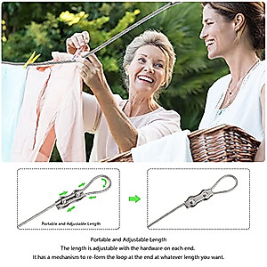 Clotheslines,20ft Portable Windproof Clothes Rope Line with Stainless Steel Cable Tightener System Multipurpose Heavy Duty Laundry Rope for Christmas Decor Outdoor/Indoor/Home/Drying (20Ft/6m)