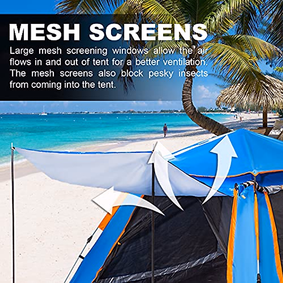 Instant Pop Up Camping Tent Easy Setup Automatic Hydraulic Water Resistant with Rain Fly Portable Lightweight Great for Outdoor Beach Backpacking Hiking (4-5 Person, Blue)