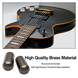 MAXCHEER 2PCS M4 Brass LP Guitar 3 Way Toggle Switch Tip Pickup Switch Knob for Epiphone Les Paul (Black)