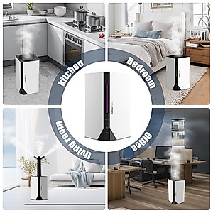 7L Humidifiers for Bedroom Large Room, Cool Mist Humidifier for Baby and Plants, with Oil Diffuser and Nightlight, Top Fill Design, Adjustable Mist, Timer Humidifiers, Quiet, White