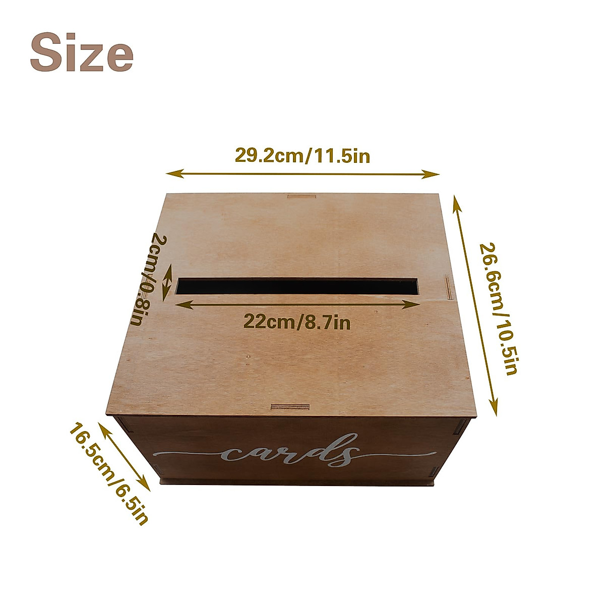 Wooden Wedding Card Box with Slot and Lid, 11.5 x 10.5 x 6.5 Inch Gift Card Box Farmhouse Wedding Decoration for Reception Card Box for Wedding Birthday Bridal Shower Baby Shower Graduation Party