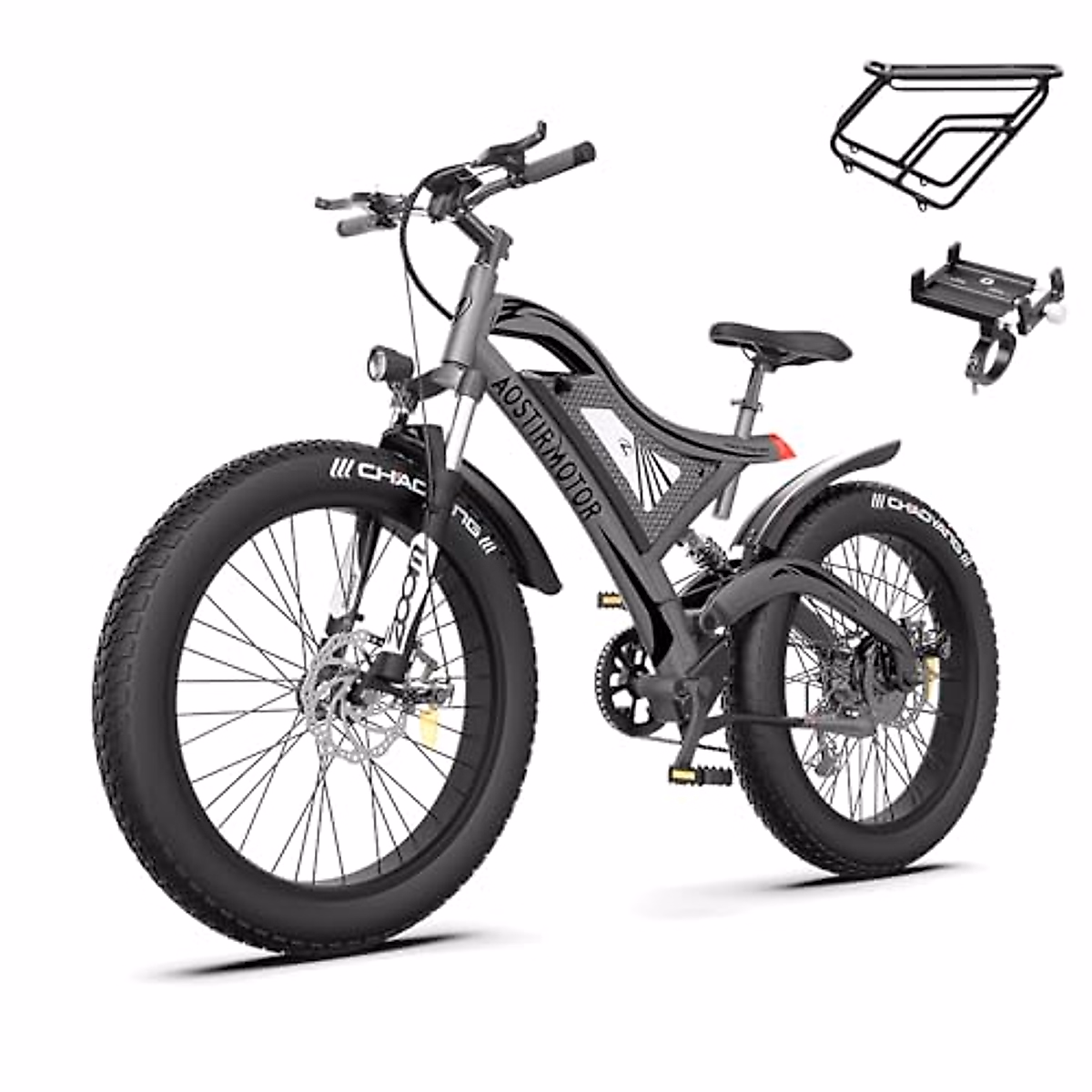 aostirmotor 1000W Peak Full Suspension 4.0" Fat Tire Electric Bikes for Adults All Terrain E-Bike 48V 15AH Removable Battery Electric Mountain Bike 28Mph Electric Beach Bicycles 29+ Miles Long Range