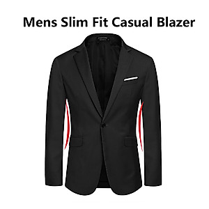 COOFANDY Men's Slim Fit Casual Blazers Lightweight Sport Coats One Button Suit Jackets Black