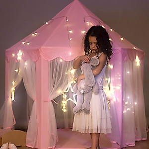 Princess Castle Play Tent with Star Lights - For Girls Age 3-7, Encourages Imaginative Play