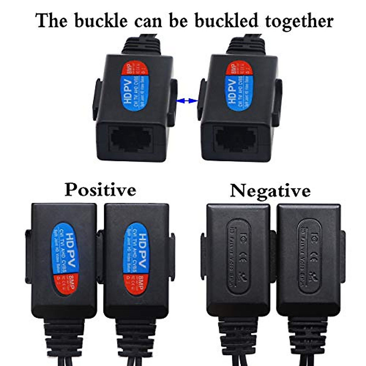 zdyCGTime Balun HD Cat5 RJ45 to BNC Video Baluns transceiver Passive with Power Connector for 720P 1080P 3MP 4MP 5MP 8MP HD-CVI/TVI/AHD/CVBS/960H Camera(2 Pairs)