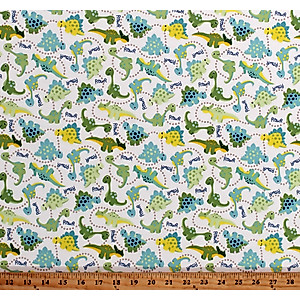 Babyville Boutique P.U.L. PUL Polyurethane Laminate Dinosaurs on White Rawr 64" Wide Water Resistant Fabric by The Yard (11117256)