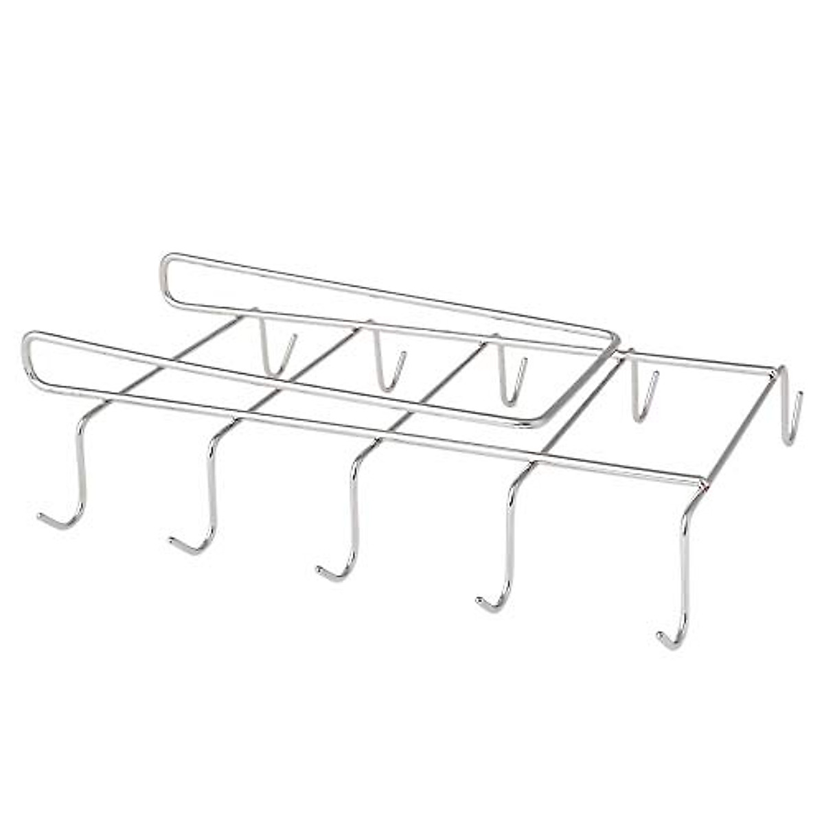 fannybuy 10 Hooks Mug Holder Under Shelf Coffee Mug Cups Wine Glasses Storage Drying Rack Cabinet Hanging Organizer Stainless Steel