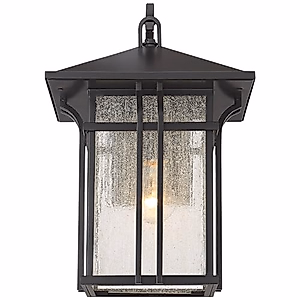 John Timberland Syon Mission Outdoor Wall Light Fixture Painted Bronze 16 1/2" Seeded Clear Glass Lantern Decor for Exterior House Porch Patio Outside Deck Garage Yard Front Door Garden Home