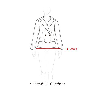 Allegra K Women's Notched Lapel Double Breasted Pea Coat Medium Grey